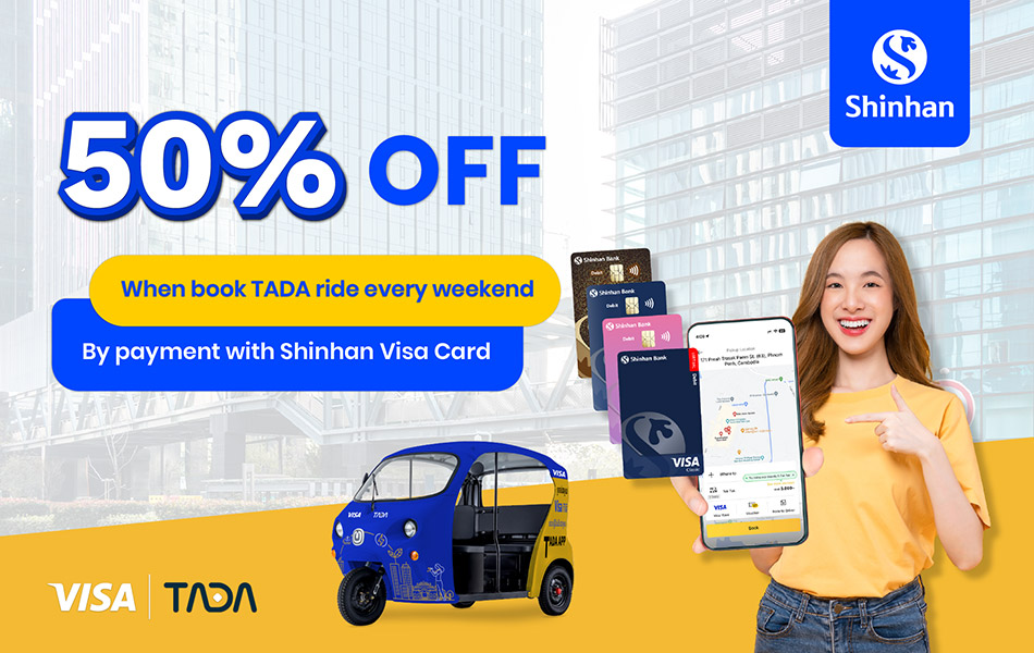 50% off for TADA ride payment with Shinhan Visa card! | Shinhan bank